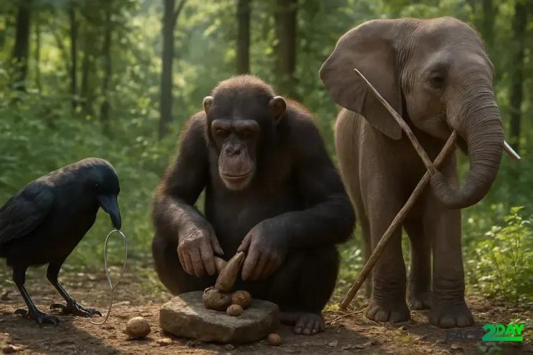 Animal tool use: intelligence of tool-using animals.