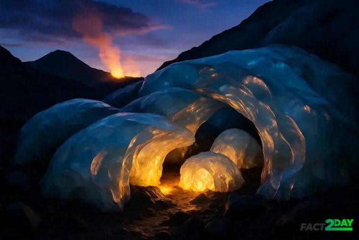Geothermal ice caves: ice caves heated by volcanoes.